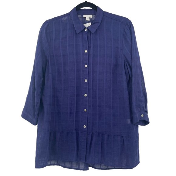 J. Jill | Tops | J Jill Woman Blouse Top Royal Blue Semi Sheer Window ...